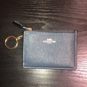 Coach | Bags | Coach Blue Leather Keychain Wallet | Poshmark